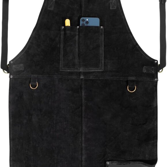 Other | Leather Welding Work Apron Heat Resistant Flame Resistant Bib ...